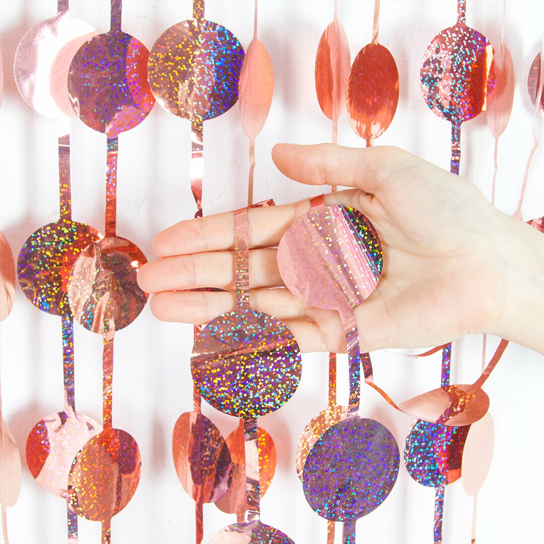 Занавес Круг, Лазерный, Розовое Золото, Голография, 100x200