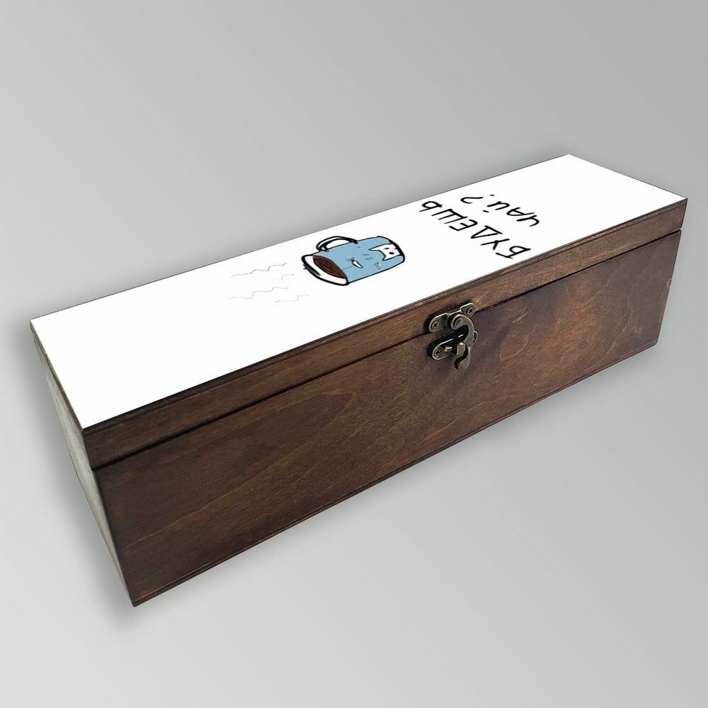 Коробка для чайных пакетиков из дерева чайница УФ с крышкой уют чай - 36