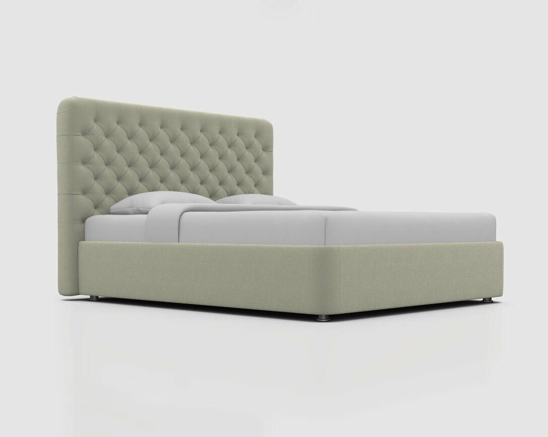 Двуспальная кровать 160х200, "Montana" с мягким изголовьем для дома, для спальни, ортопедическое основание. Велюр Белый (без подъёмного механизма) Teddy 001