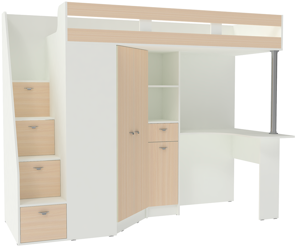 Кровать - чердак Golden kids 6 Белый Дуб Молочный