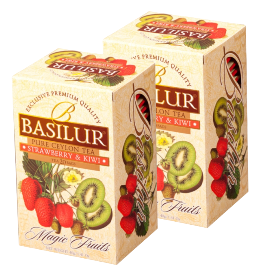 Чай черный Базилур Клубника и Киви 25 пакетов 2 штуки