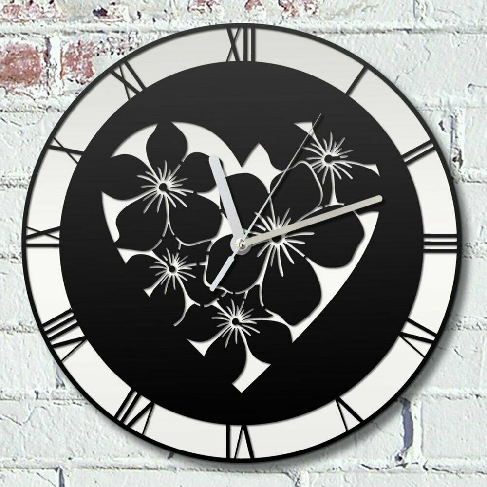 Настенные деревянные бесшумные часы любовь сердце - 2029