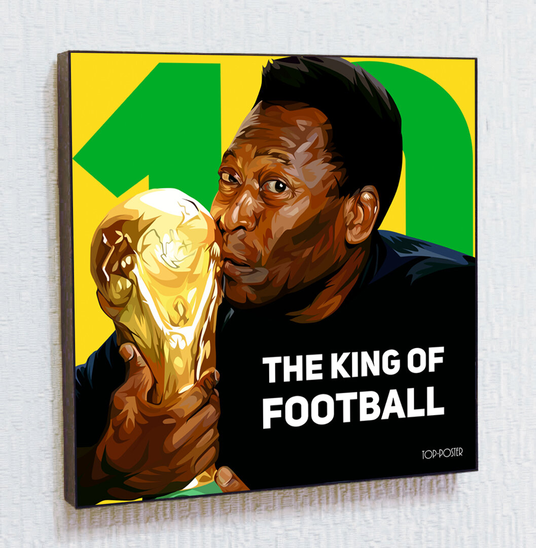 Картина постер Пеле в стиле ПОП-АРТ в рамке с креплением / Футбол Бразилия / Top Poster