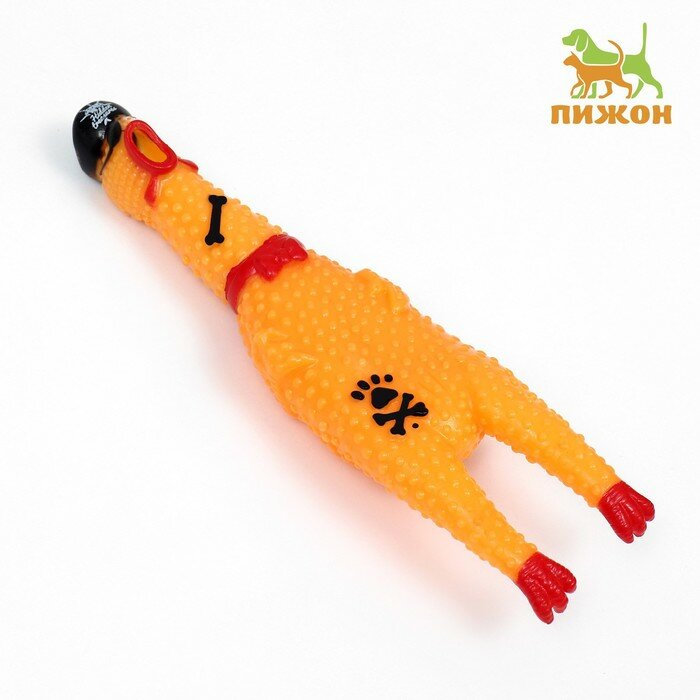 Игрушка пищащая «Курица пират» для собак, 16.5 см, жёлтая