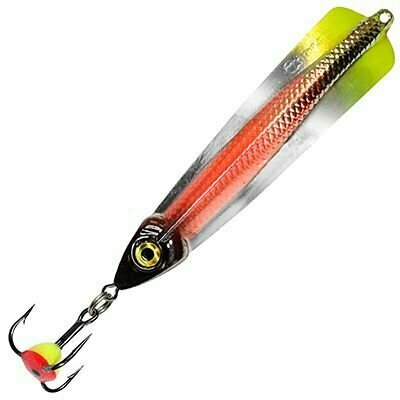 Блесна для рыбалки зимняя AQUA майор 8,0g, цвет 03 (серебро, красный и желтый флюр) 1 штука