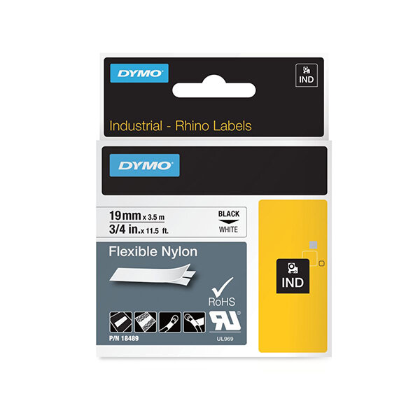 Нейлоновая лента Dymo Rhino [18489/S0718120] (черный на белом, 19 мм, длина 3.5 м)
