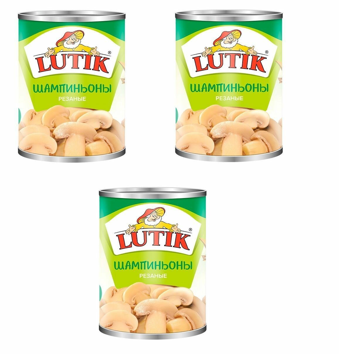 Шампиньоны резаные "Lutik" 800 г 3 шт