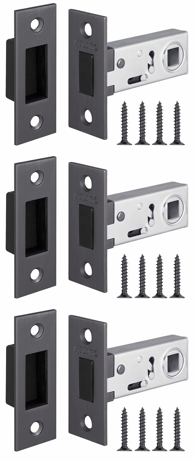 Защелка врезная Fuaro (Фуаро) MAGNET M12-50-25 GR графит (комплект 3 штуки)