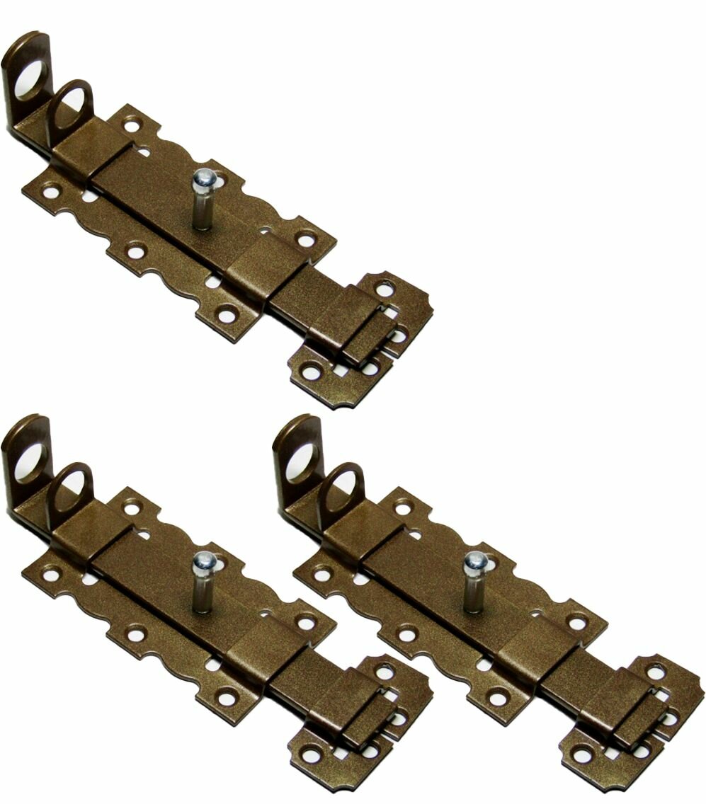 Задвижка дверная ноэз ЗД-110-Пр-SL (проушины) бронзовый металлик (комплект 3 штуки)