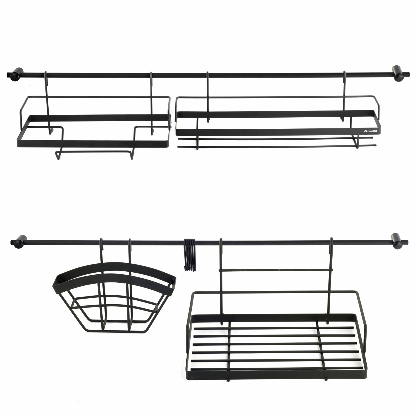 Рейлинг кухонный с комплектом аксессуаров Kamille KM 8862 (черный)