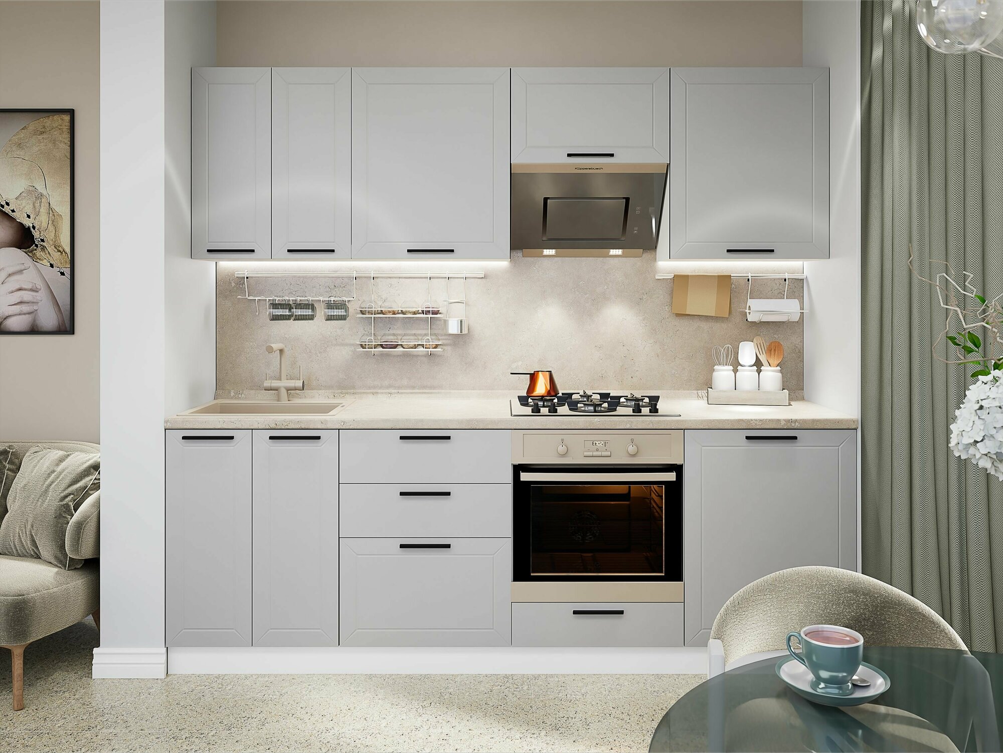 Кухонный гарнитур Глетчер Гейнсборо Силк, 2400 мм