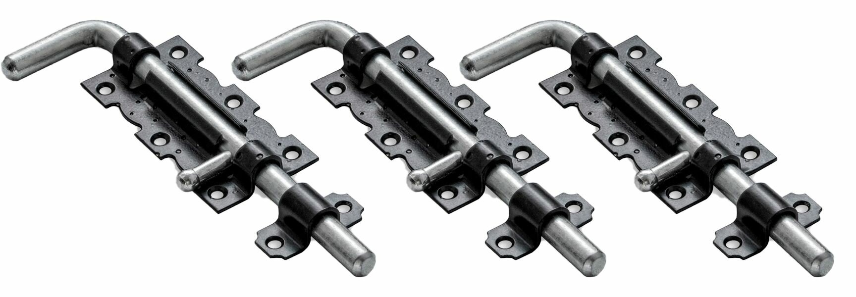 Задвижка дверная ноэз ЗД-110-Гб-SL черный матовый/цинк (комплект 3 штуки)