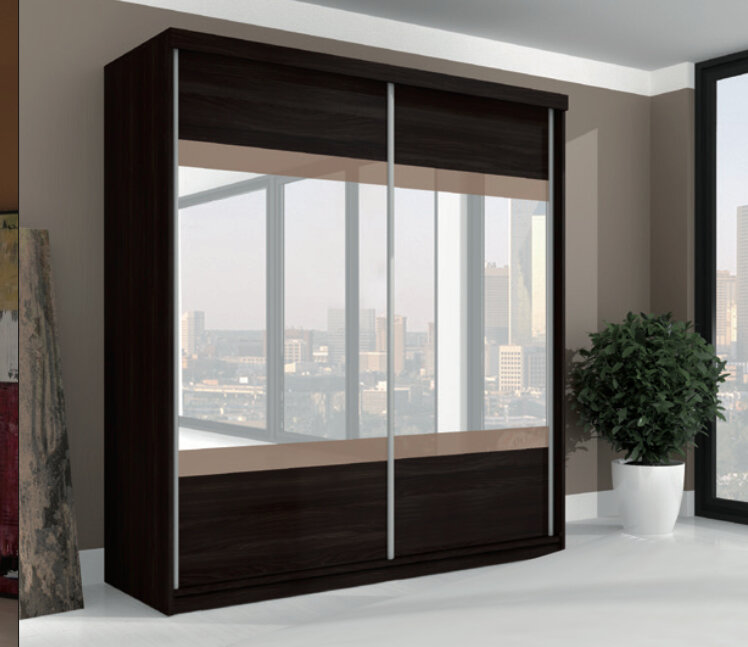 Шкаф-купе Амадеус Люкс-1 для одежды с зеркалом двухдверный 90*230*60