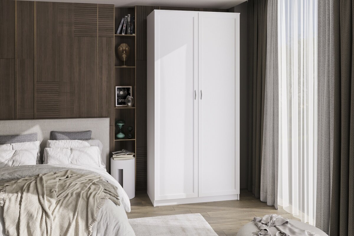 Шкаф распашной Стайл-2 Белый для одежды двухдверный 80*200*60