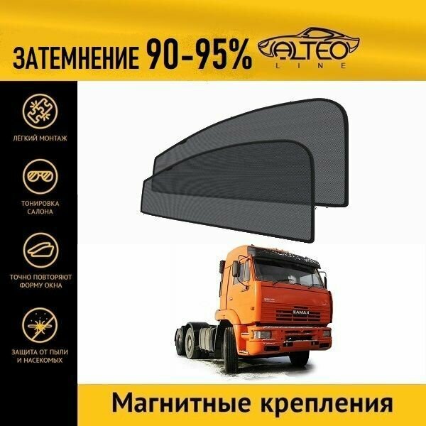 Автошторки ALTEO PREMIUM на КАМАЗ 6460 на передние двери на магнитах