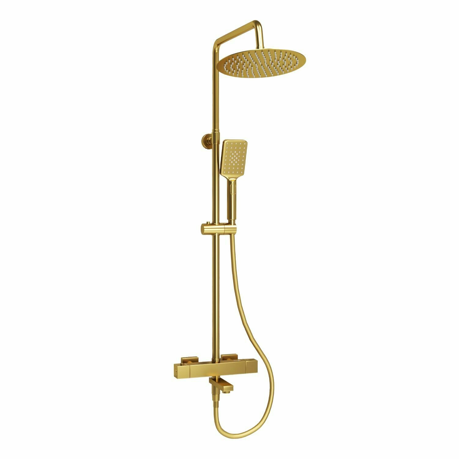 Душевой комплект с термостатическим смесителем, матовое золото, WasserKRAFT A199.259.201. BG Thermo