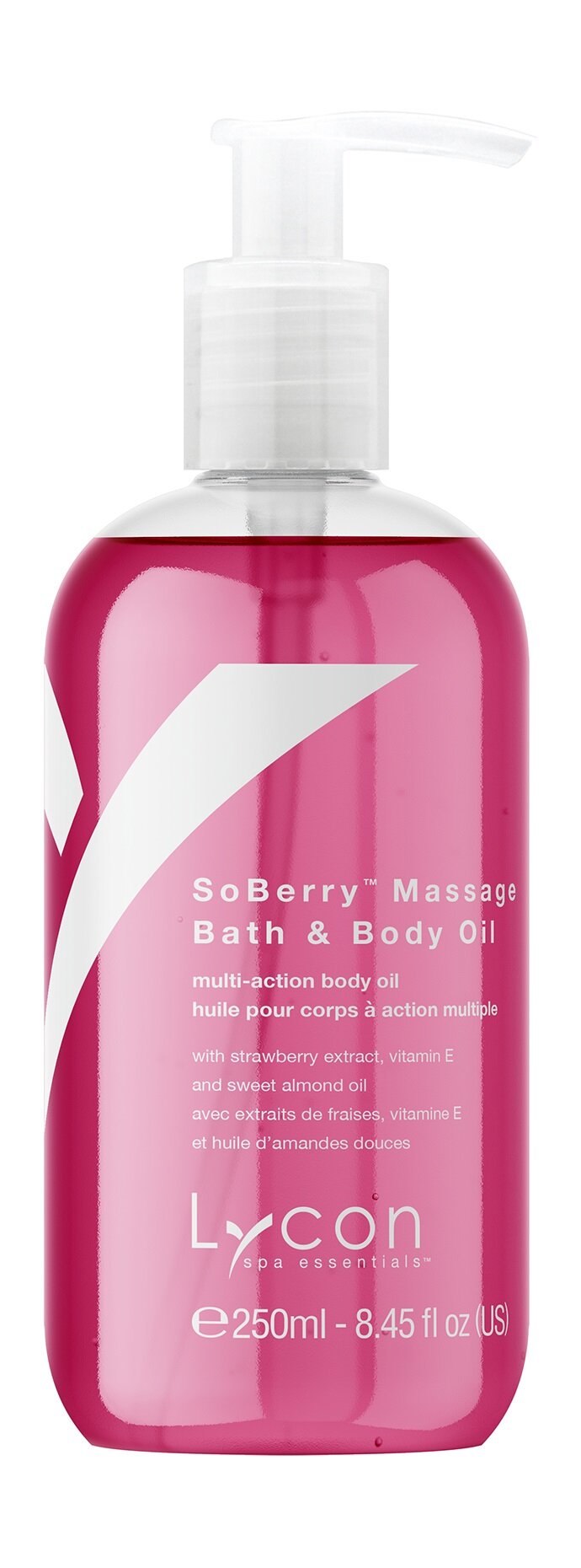 LYCON Масло косметическое для ванны и массажа SoBerry Massage & Bath Oil с клубникой и миндалем, 250 мл