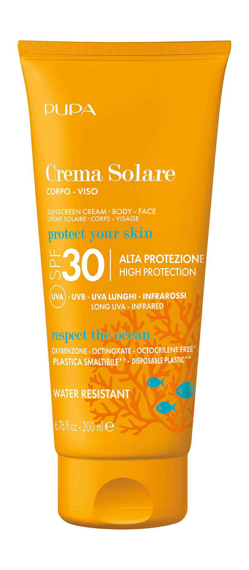 PUPA Солнцезащитный крем для лица и тела Sunscreen Cream SPF30, 200 мл