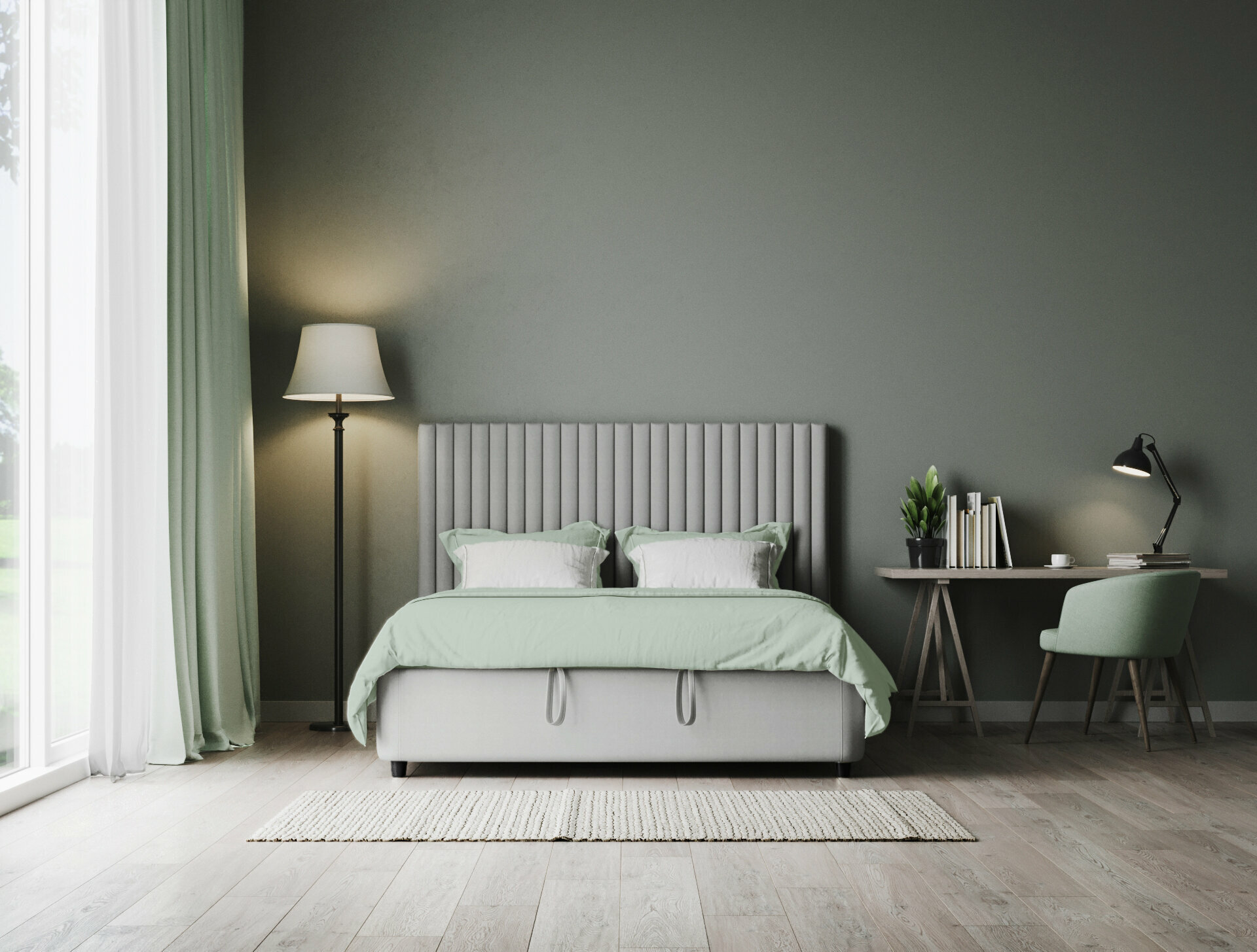 Двуспальная кровать 120х200 с подъемным механизмом, "Betta mini" с мягким изголовьем для дома, для спальни, ортопедическое основание, с ящиком для белья. Велюр серый Teddy 023