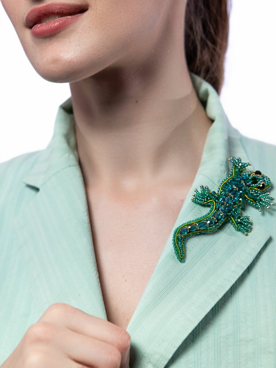 Брошь, бисер, кристалл