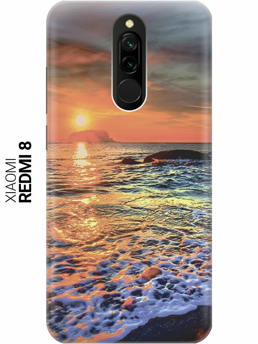 Силиконовый чехол на Xiaomi Redmi 8, Сяоми Редми 8 с принтом "Закат на море"