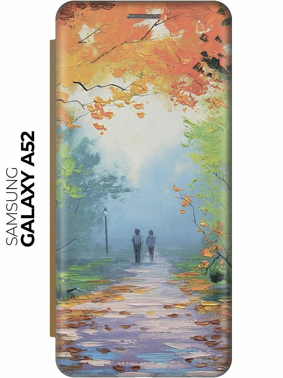 Чехол-книжка Яркая осень на Samsung Galaxy A52 / Самсунг А52 золотой