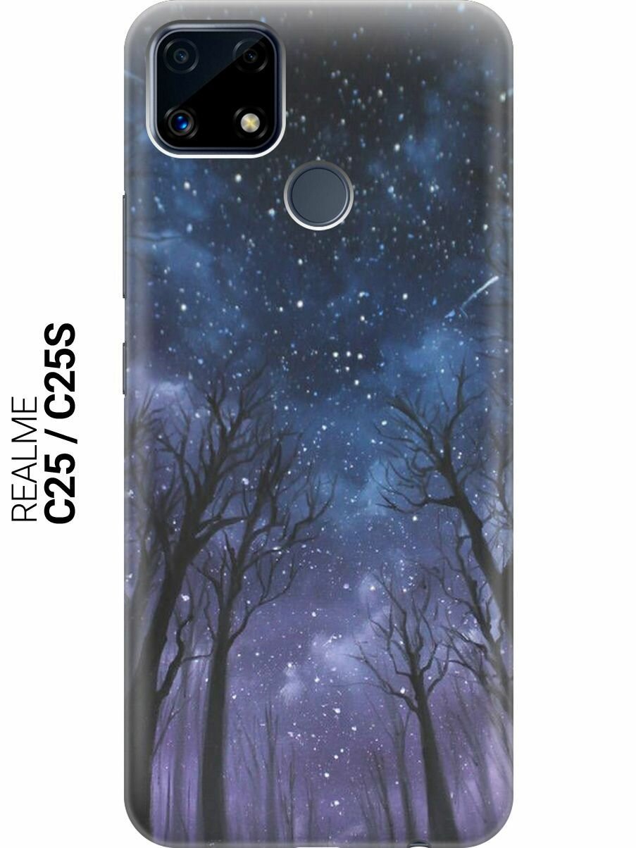 Силиконовый чехол на Realme C25, C25S, Рилми С25, С25с с принтом "Ночной лес"