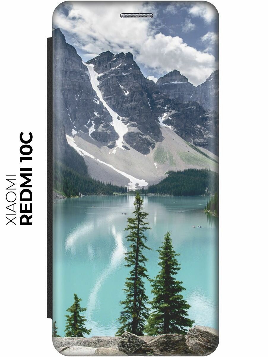 Чехол-книжка Озеро и горы на Xiaomi Redmi 10C / Сяоми Редми 10С черный