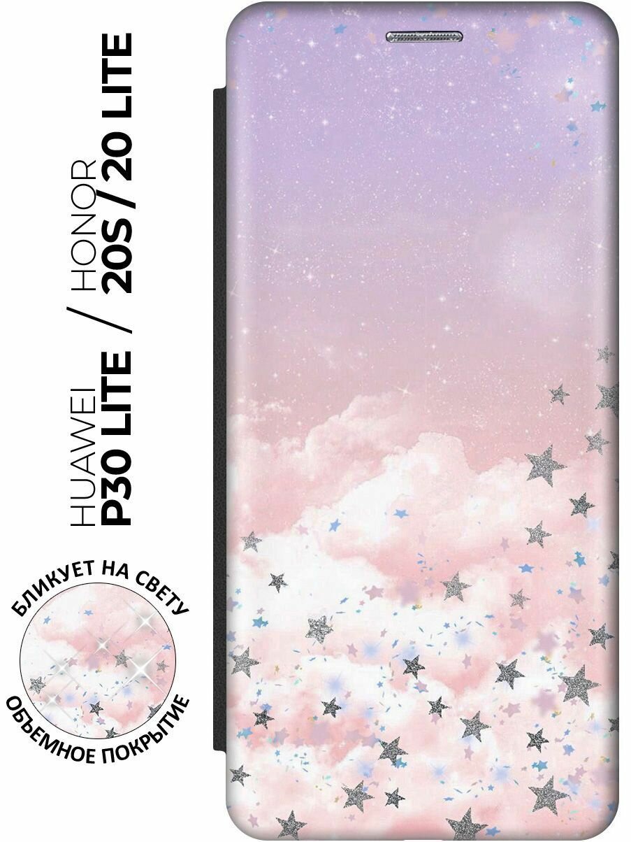 Чехол-книжка Небо в звездах на Honor 20 Lite / 20s / Huawei P30 Lite / Хуавей П30 Лайт / Хонор 20 Лайт / 20s с эффектом блика черный