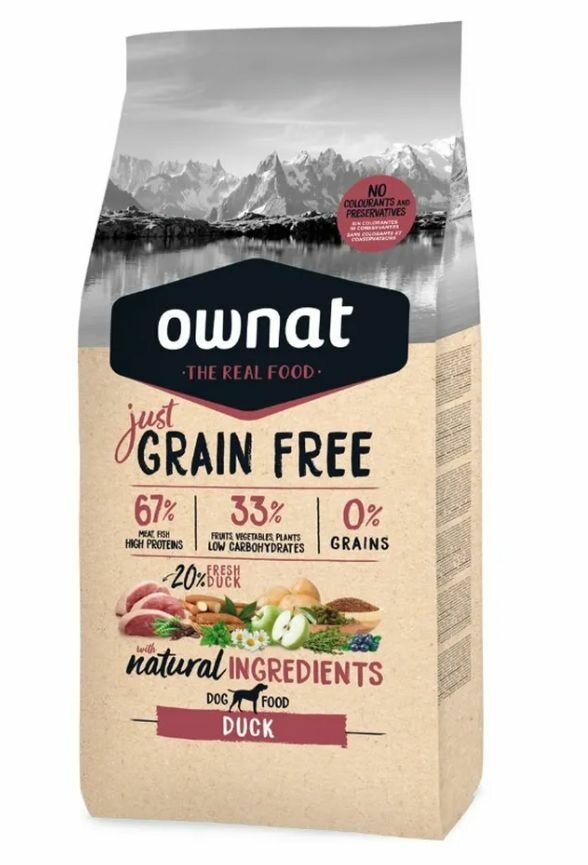 Ownat Adult Grain Free Сухой корм для взрослых собак, с уткой, 3 кг