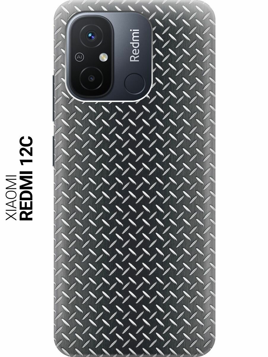 Силиконовый чехол на Xiaomi Redmi 12C, Сяоми Редми 12С с принтом "Металлическая пластина"