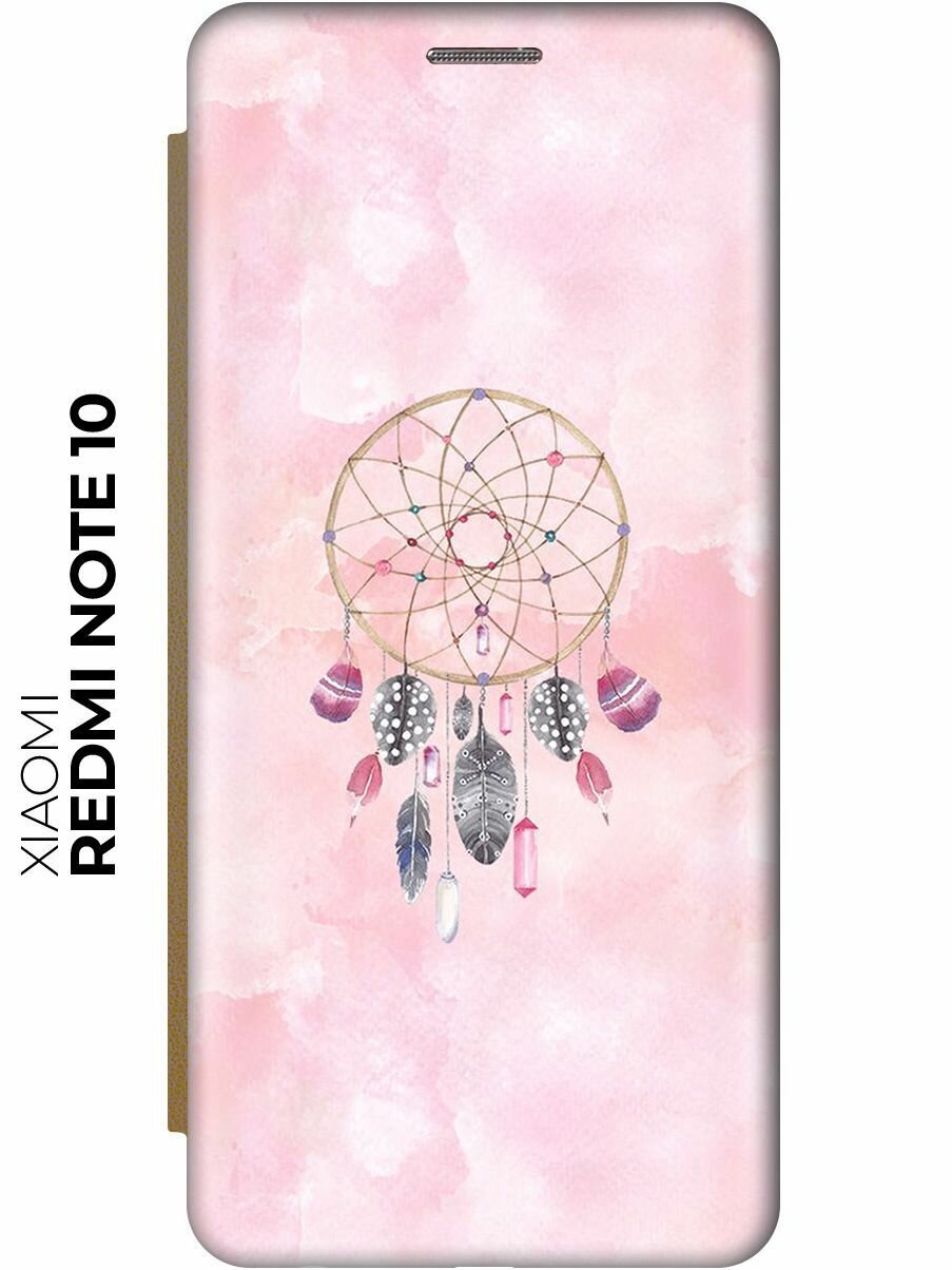 Чехол-книжка Ловец снов на Xiaomi Redmi Note 10 / Note 10S / Poco M5s / Сяоми Редми Ноут 10 / Ноут 10С / Поко М5с золотой