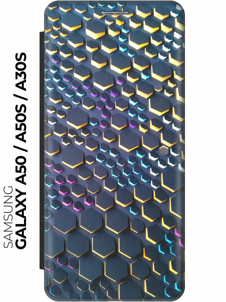 Чехол-книжка Графитовые соты на Samsung Galaxy A50 / A50s / A30s / Самсунг А50 / А30с / А50с черный