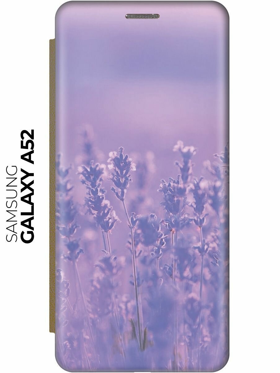 Чехол-книжка Лавандовые поля на Samsung Galaxy A52 / Самсунг А52 золотой