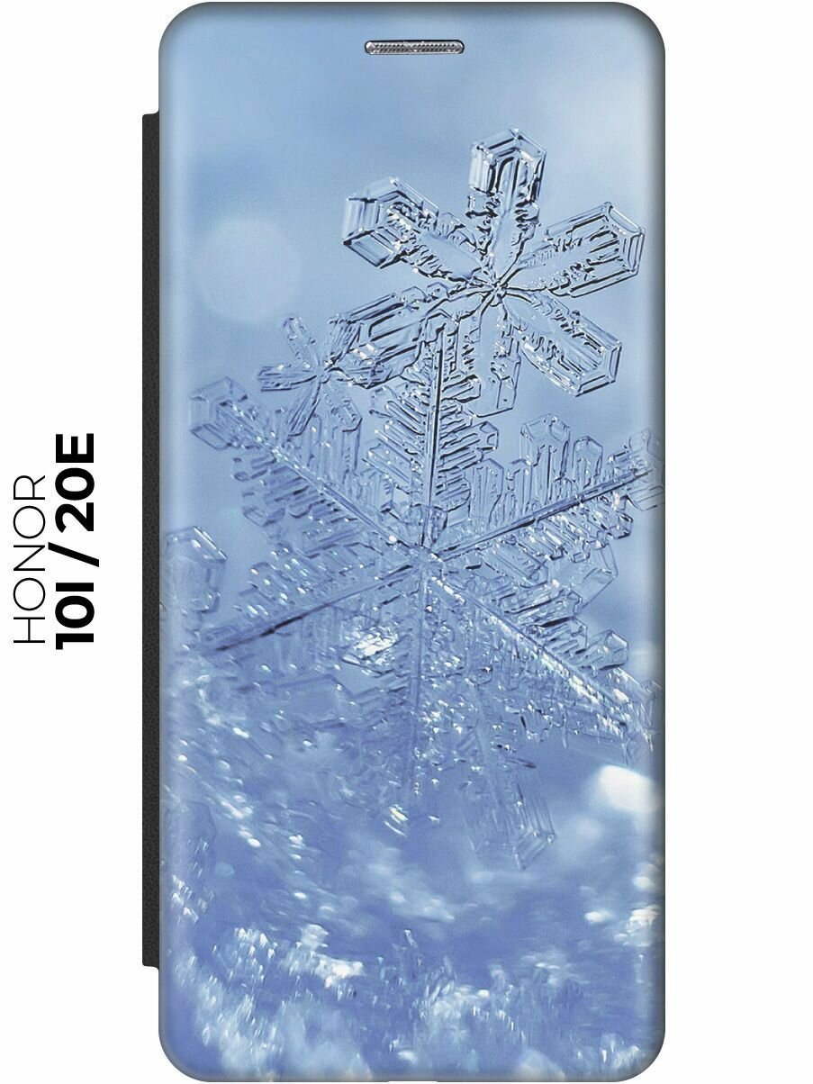 Чехол-книжка Снежинка на голубом на Honor 10i / 20e / Хонор 10 ай / 20е черный