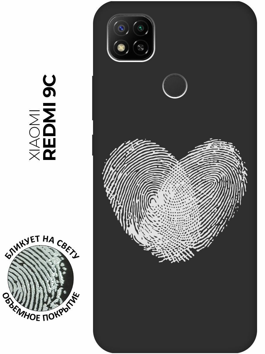 Матовый чехол Lovely Fingerprints W для Xiaomi Redmi 9C / Сяоми Редми 9С с 3D эффектом черный