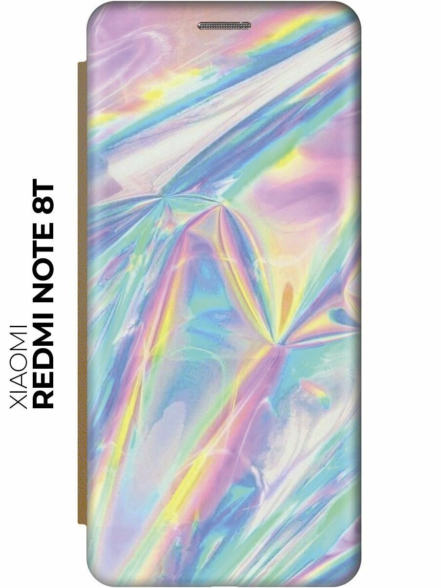 Чехол-книжка Голографический эффект на Xiaomi Redmi Note 8T / Сяоми Редми Ноут 8Т золотой