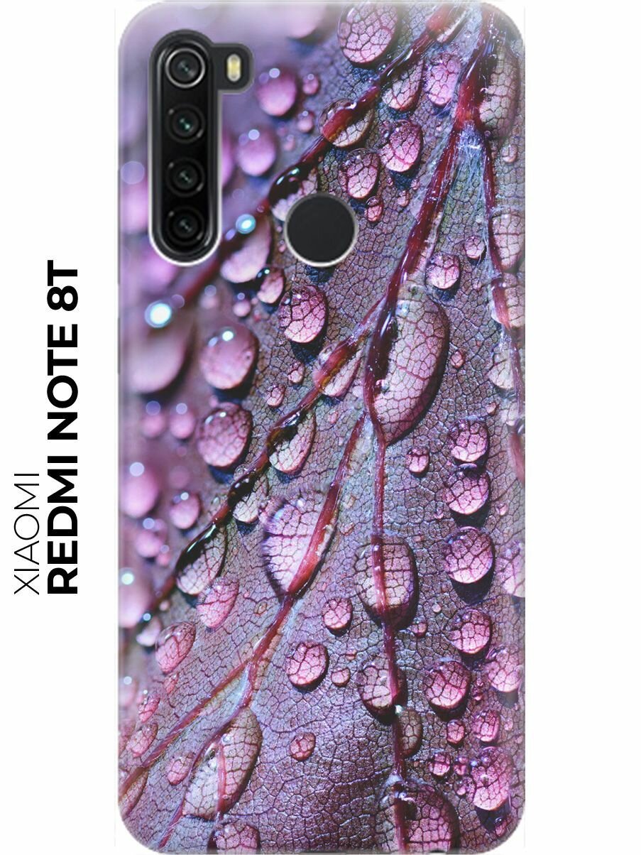 Накладка Transparent для Xiaomi Redmi Note 8T с принтом "Лист в каплях"