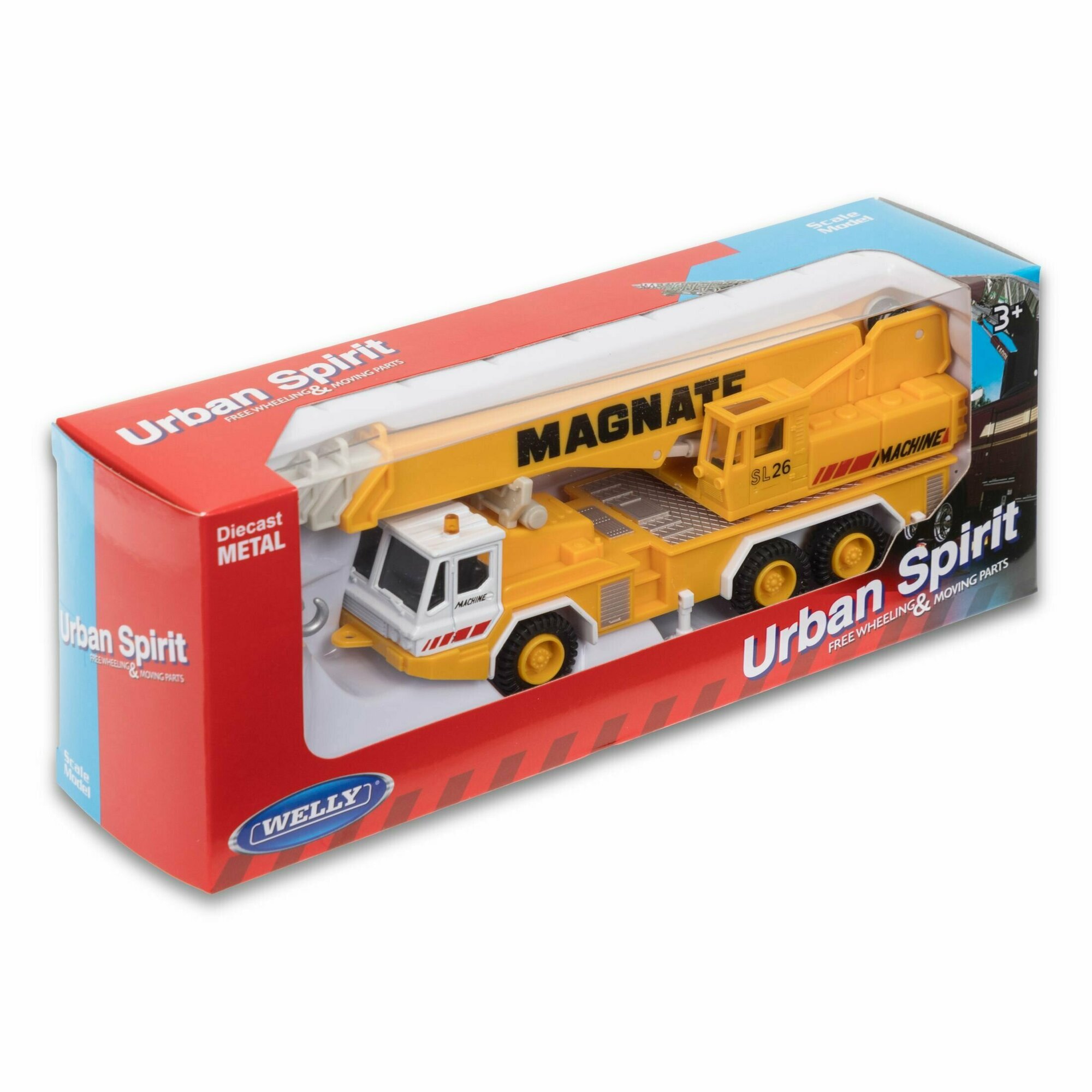 Игрушка Welly, модель крана, 15 см, желтый -hz