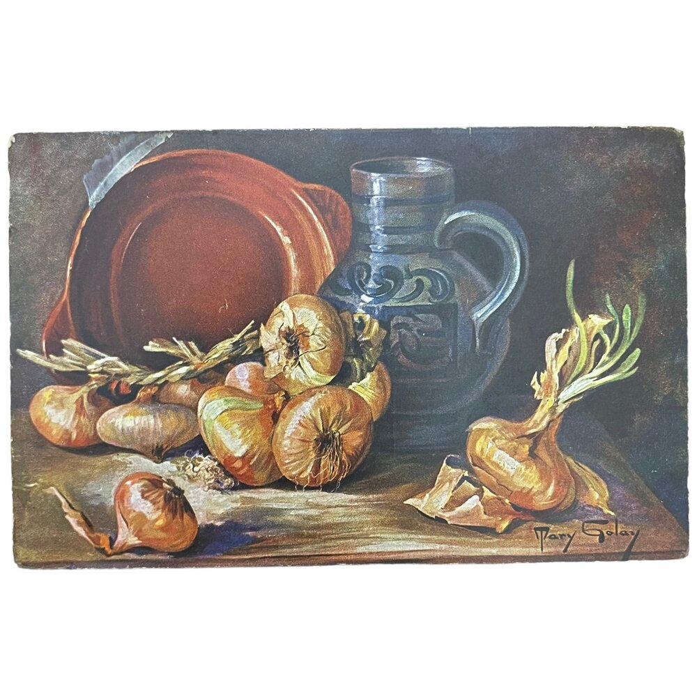Почтовая открытка "Кувшин и лук" 1900-1917 гг. Германия