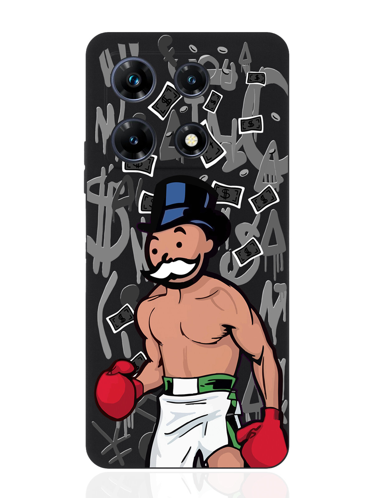 Чехол для смартфона Infinix Note 30 Pro 4G черный силиконовый Monopoly Boxing/ Монополия Боксер
