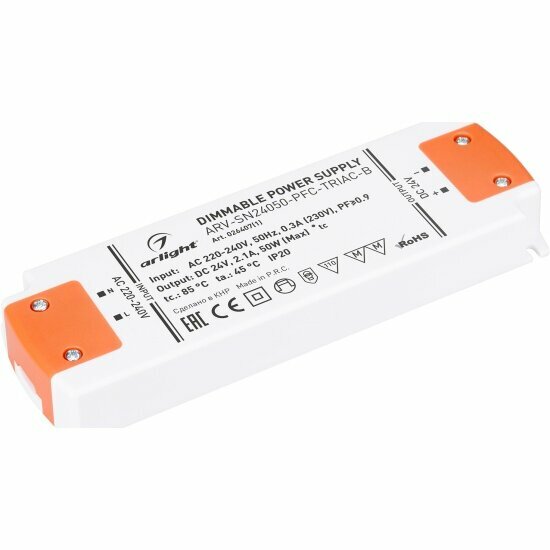 Блок питания Arlight ARV-SN24050-PFC-Triac-B 24V 50W *20 IP 2,1A 026407(1)