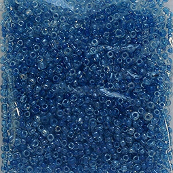 Бисер AS-2208 прозрачный перламутровый с синей сердцевиной (11/0) 2.1 мм 20 г, цена за 1 уп.