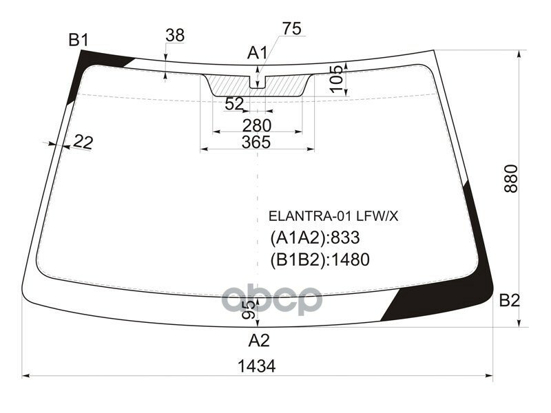 Стекло лобовое Hyundai Elantra 00-09 / Avante 00-06 XYG арт. ELANTRA-01 LFW/X