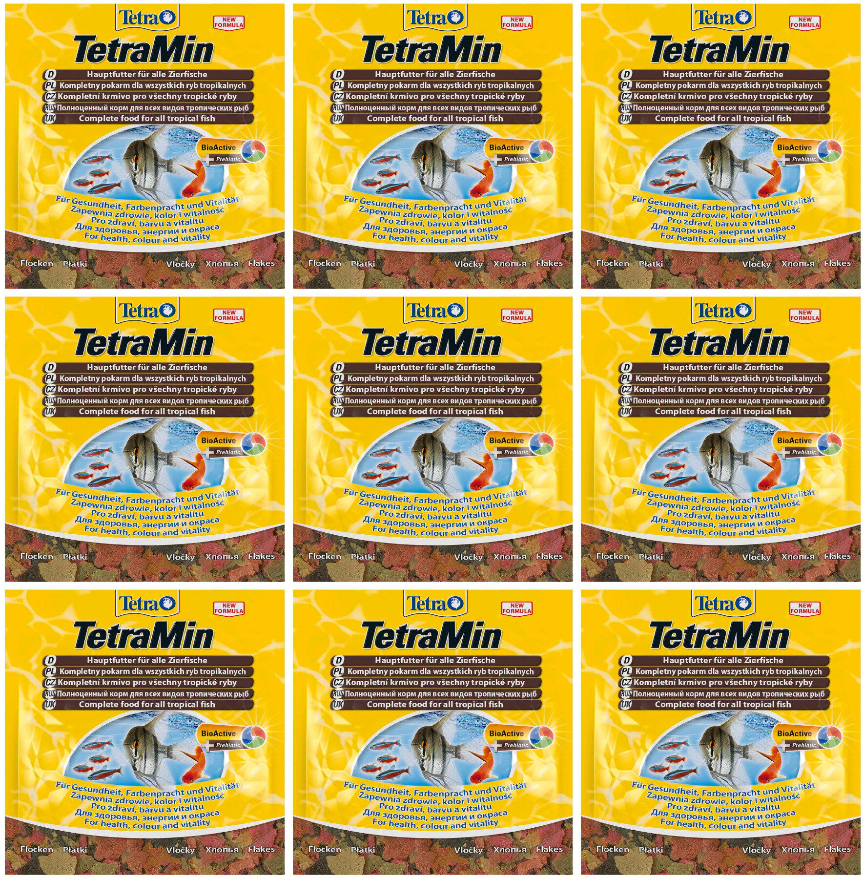 Tetra Корм для тропических рыб TetraMin, хлопья 12г, 9 шт.