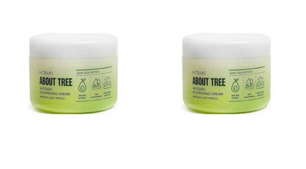 DR.CELLIO Крем для лица питательный с маслом авокадо ABOUT TREE AVOCADO NOURISHING CREAM WHITENING & ANTI-WRINKLE 90мл - 2 штуки