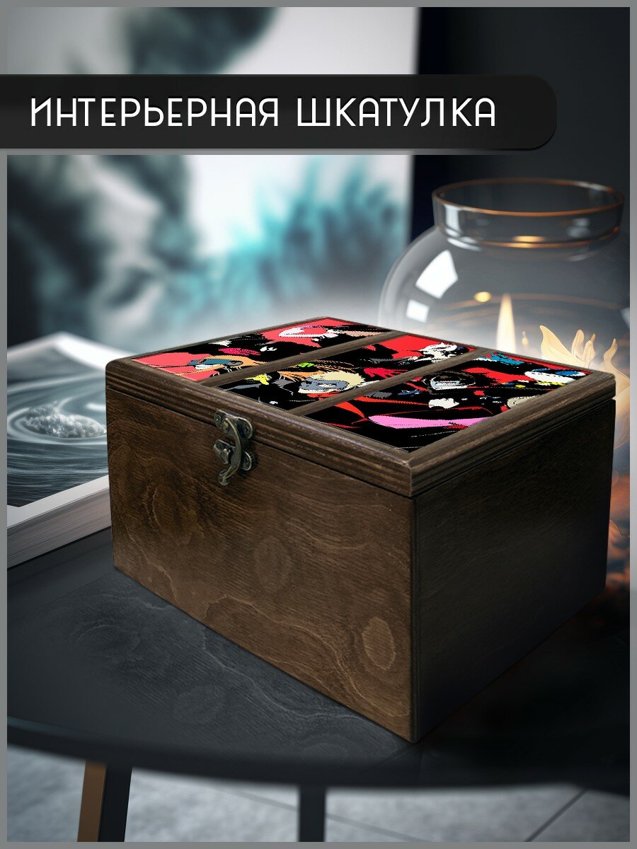 Шкатулка интерьерная "Тройная" для украшений универсальная 22x17x12 см Игры Persona 5 (Аниме, футаба сакура, макото, хару, горо, акира, рюдзи, джокер) - 804