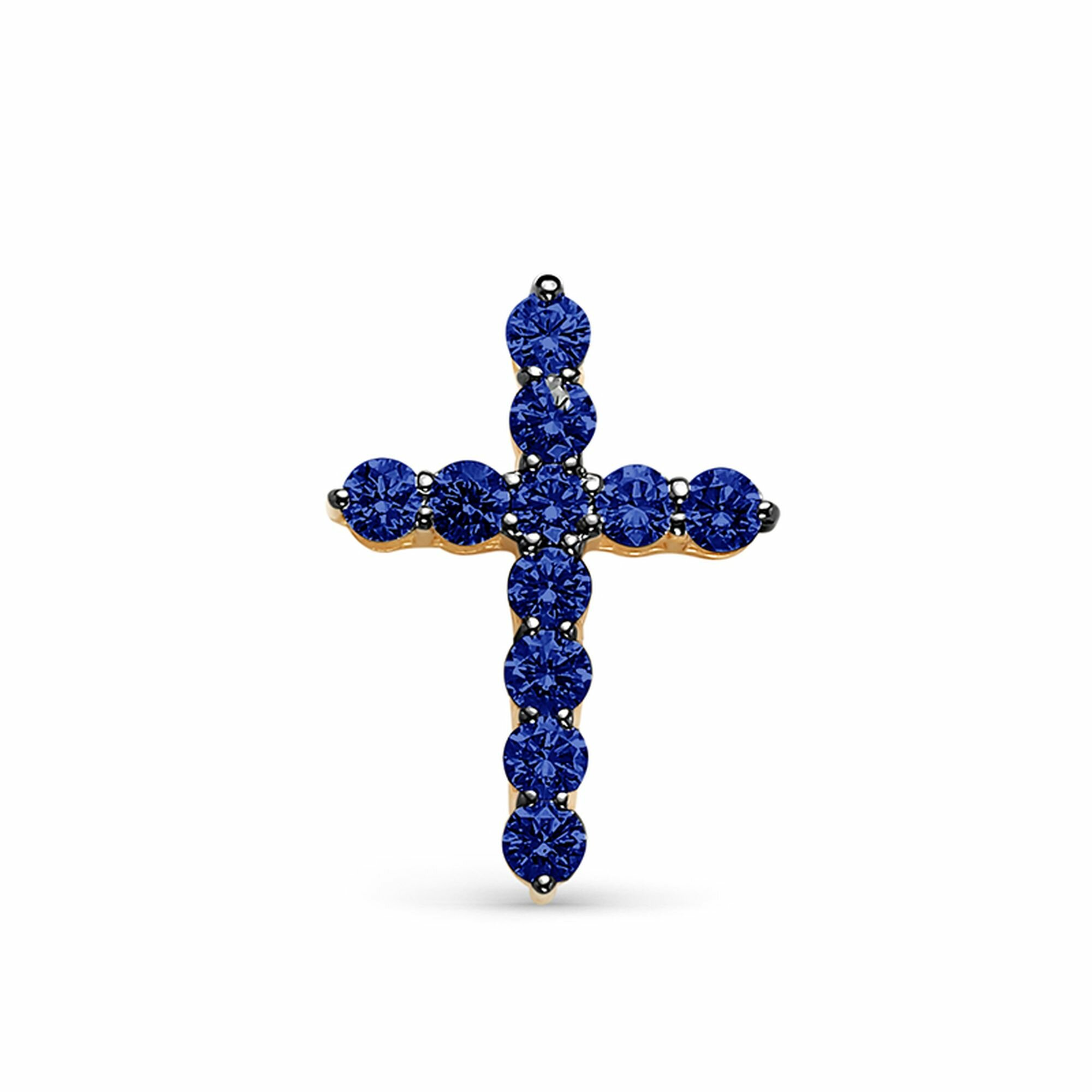 Крестик, красное золото, 585 проба, сапфир