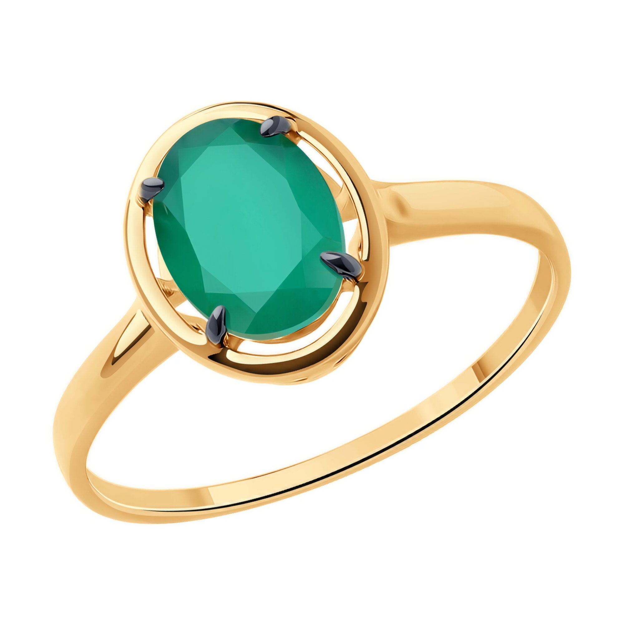 Кольцо, красное золото, 585 проба, агат