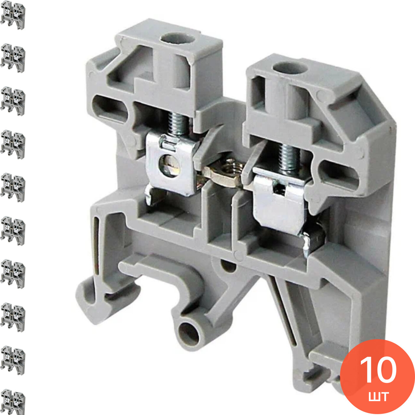Клемма для проводов TDM Electric / ТДМ Электрик ЗНИ-2.5мм2 (JXB25А) наборная винтовая, корпус огнестойкий полиамид, серый 41.5х5.5мм, 1шт. / зажим (комплект из 10 шт)